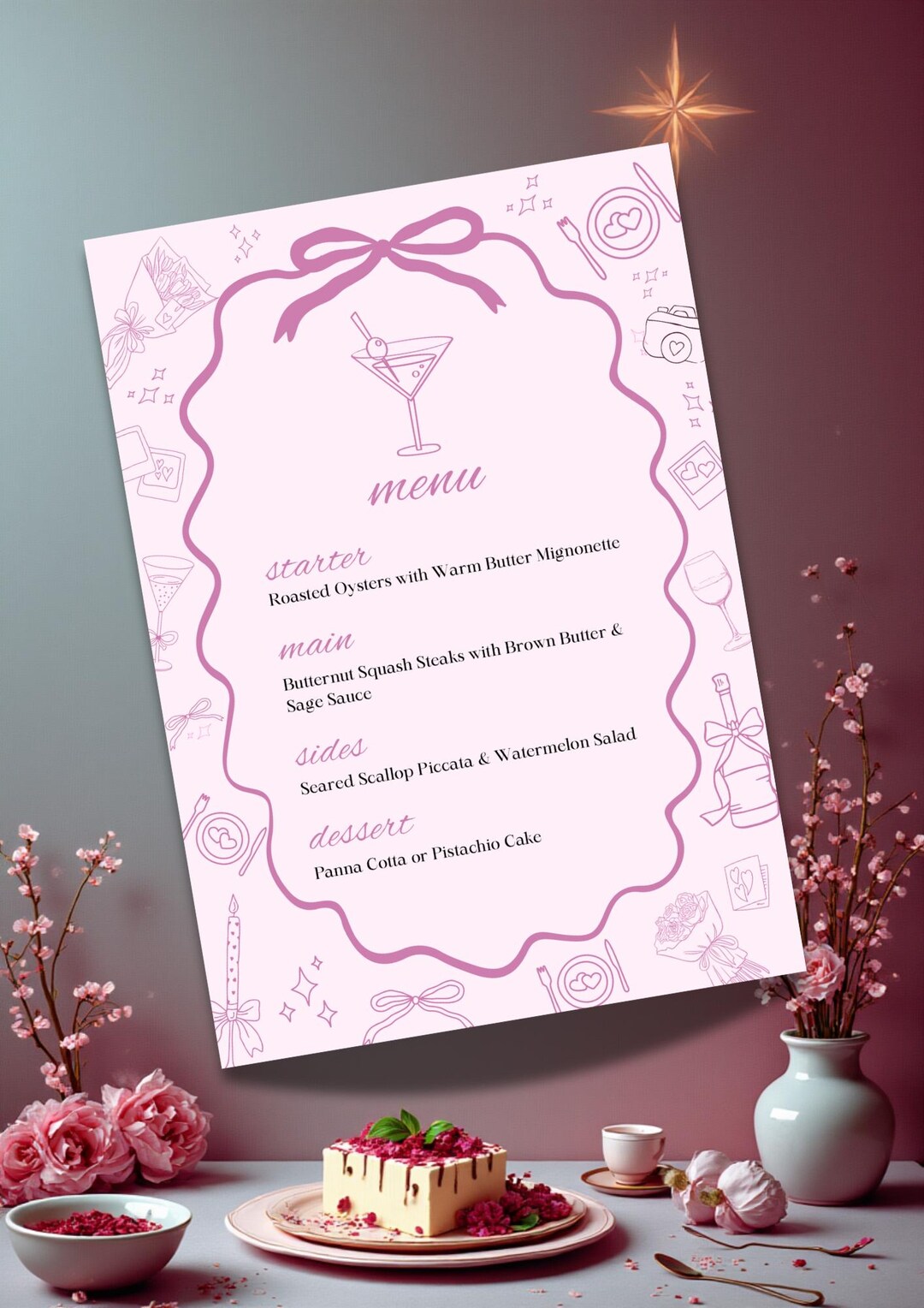 Pink Cocktail Menu Template: Elegant Party Design (digital) - Etsy
