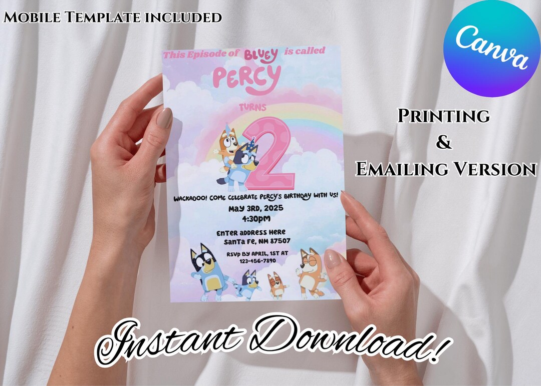 Bluey Birthday Template Invitation (digital File) - Etsy