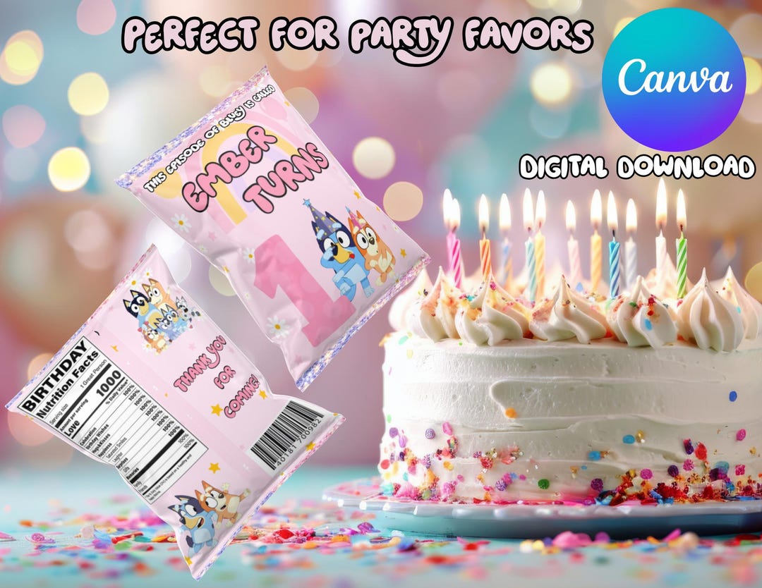 Bluey Birthday Party Favor Bag - Canva Template - Etsy