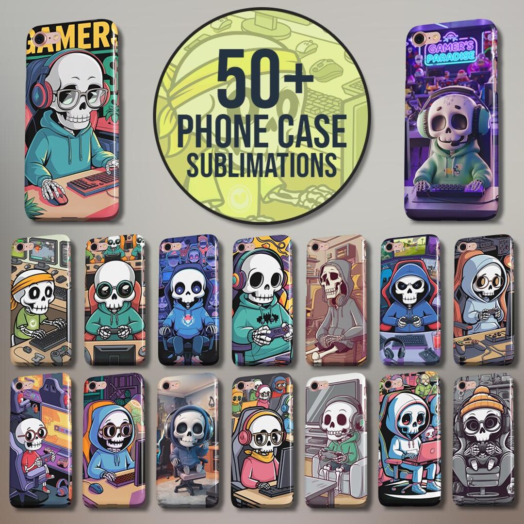 50+ Illustrated Skeleton Sublimation Phone Case Designs | for All Type ...