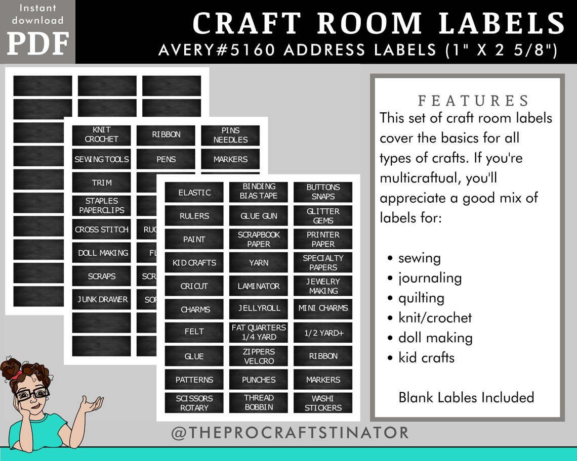 Craft Room Sewing Room Organization and Storage Labels - Etsy
