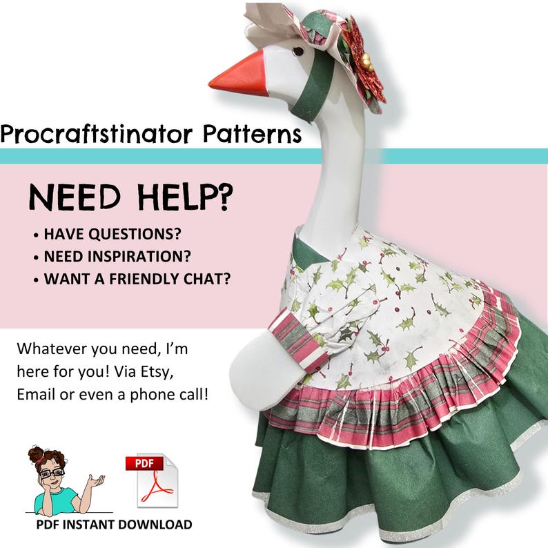 No Sew Paper Goose Dress Template for 7