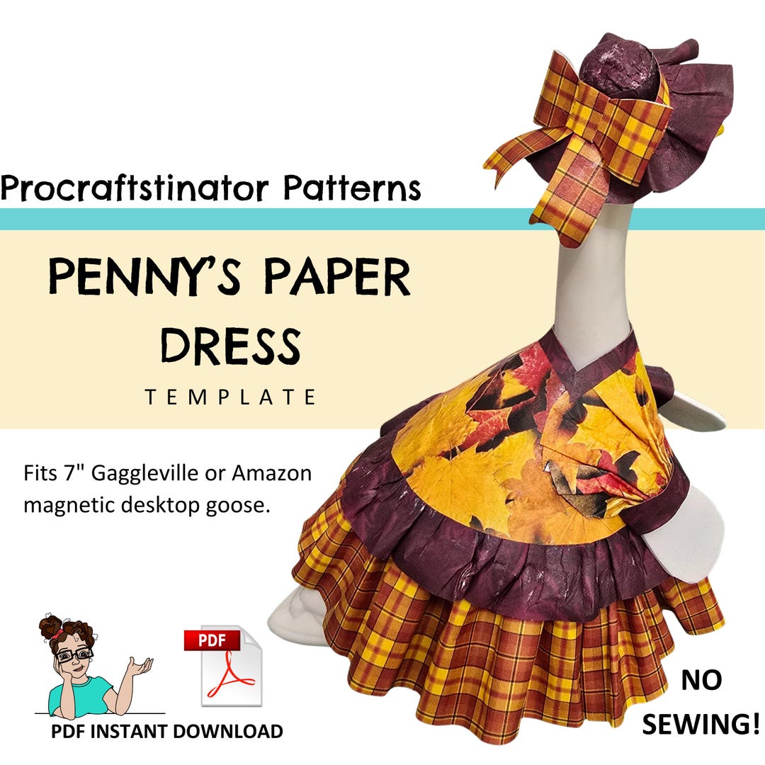 No Sew Paper Goose Dress Template for 7
