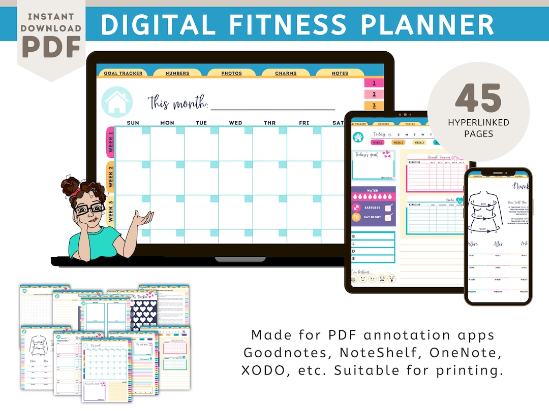 Digital Fitness Workout Exercise Weight Loss Planner for - Etsy