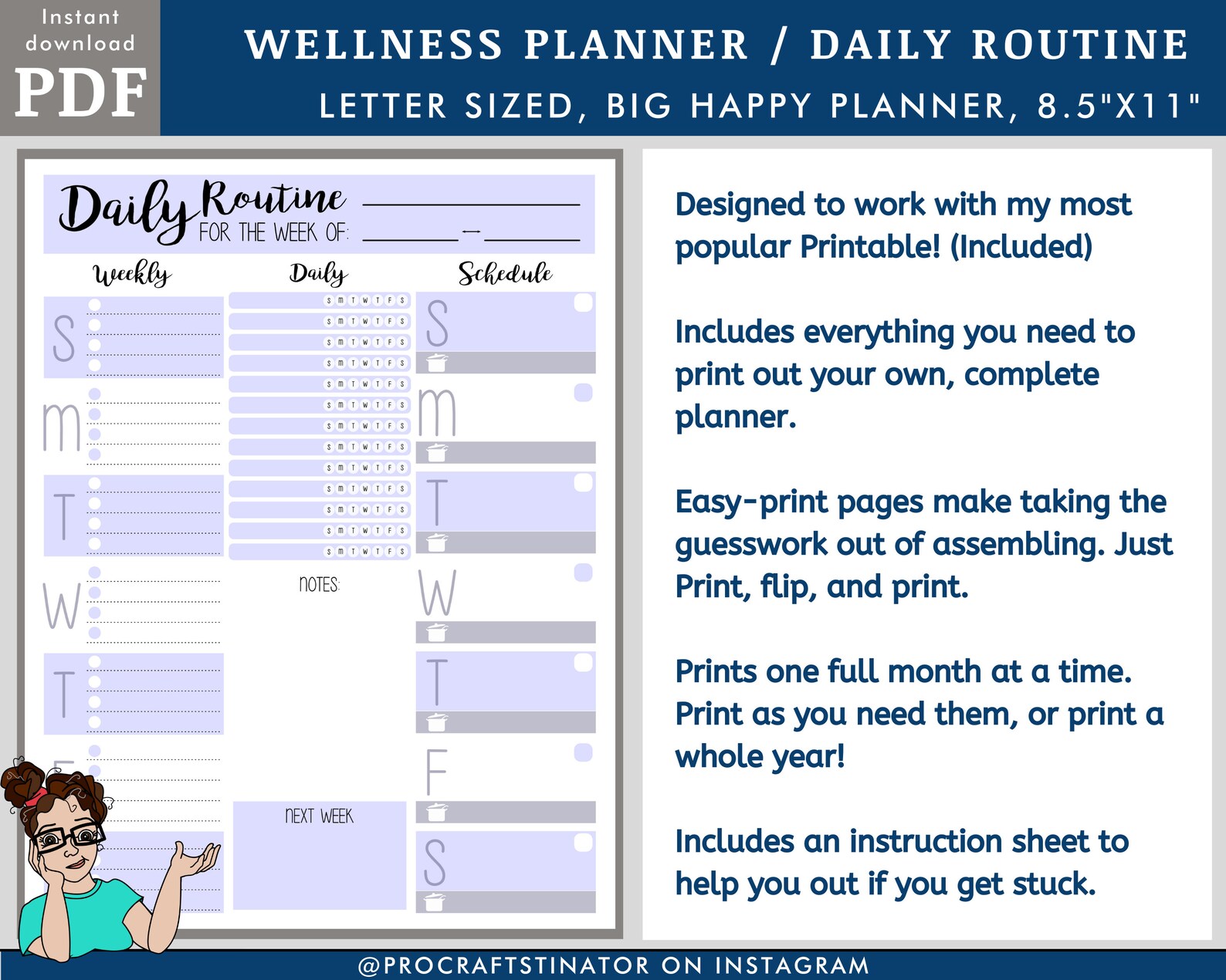 Daily Routine Habit Tracker Weekly Planner Monthly Planner - Etsy