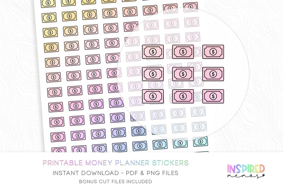 Money Planner Stickers - Pastel Rainbow - Printable Functional Planner ...