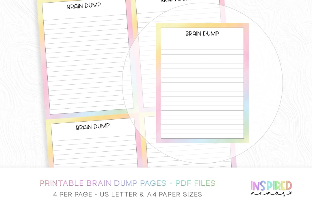 Printable Notes Brain Dump - Pastel Rainbow - Planner Printables - US ...