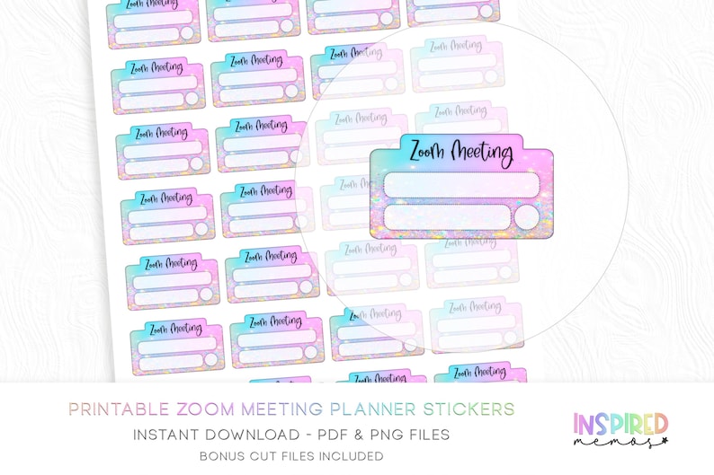 Rainbow Sparkle Zoom Meeting Stickers - Printable Functional Planner ...