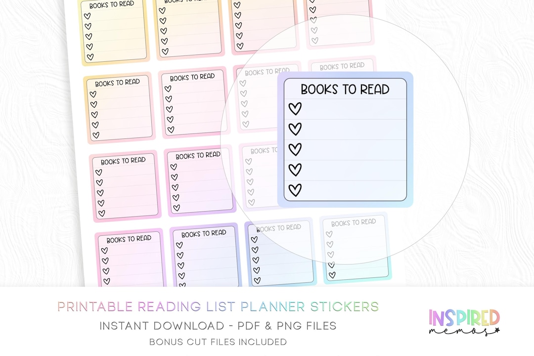 Books to Read Checklist Planner Stickers - Pastel Rainbow - Printable ...