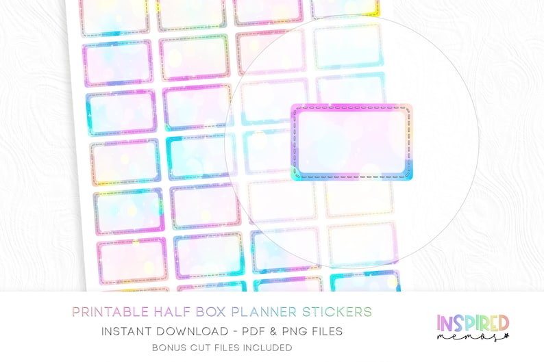 Bright Bokeh Half Box Stickers - Printable Functional Planner Stickers ...