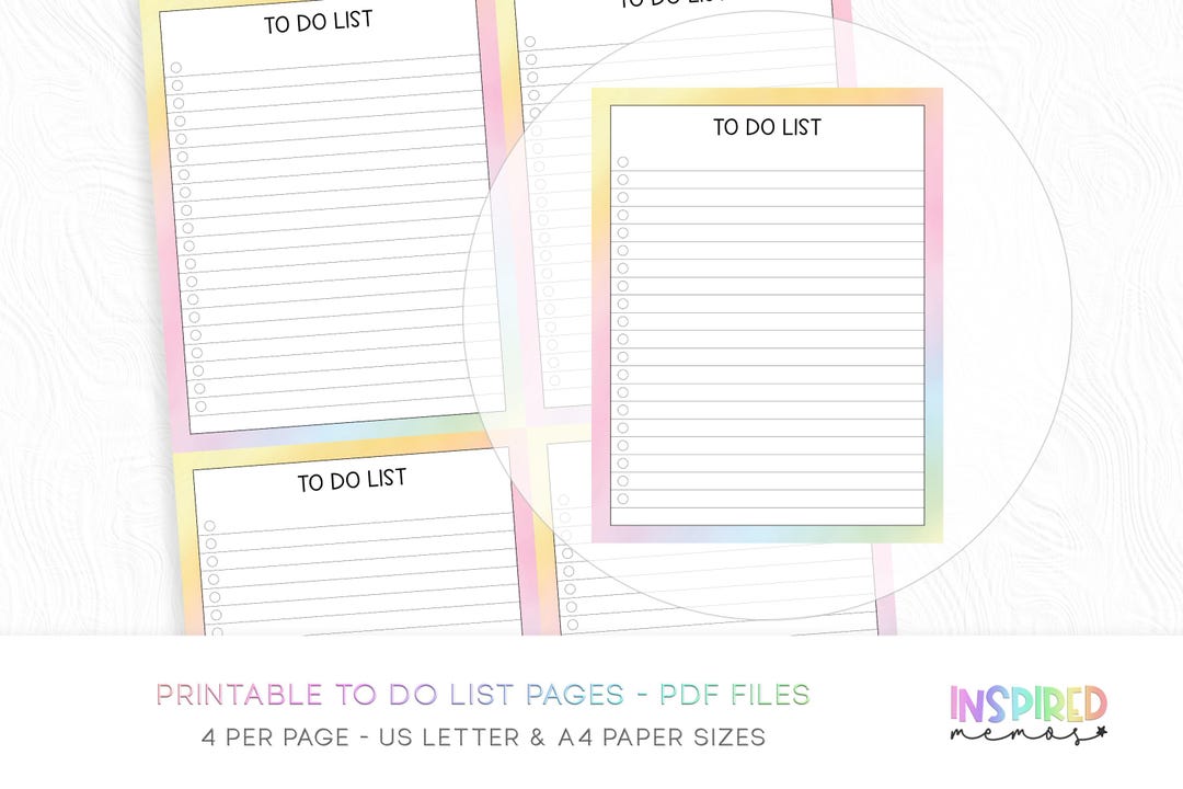 Printable to Do List - Pastel Rainbow - Planner Printables - US Letter ...