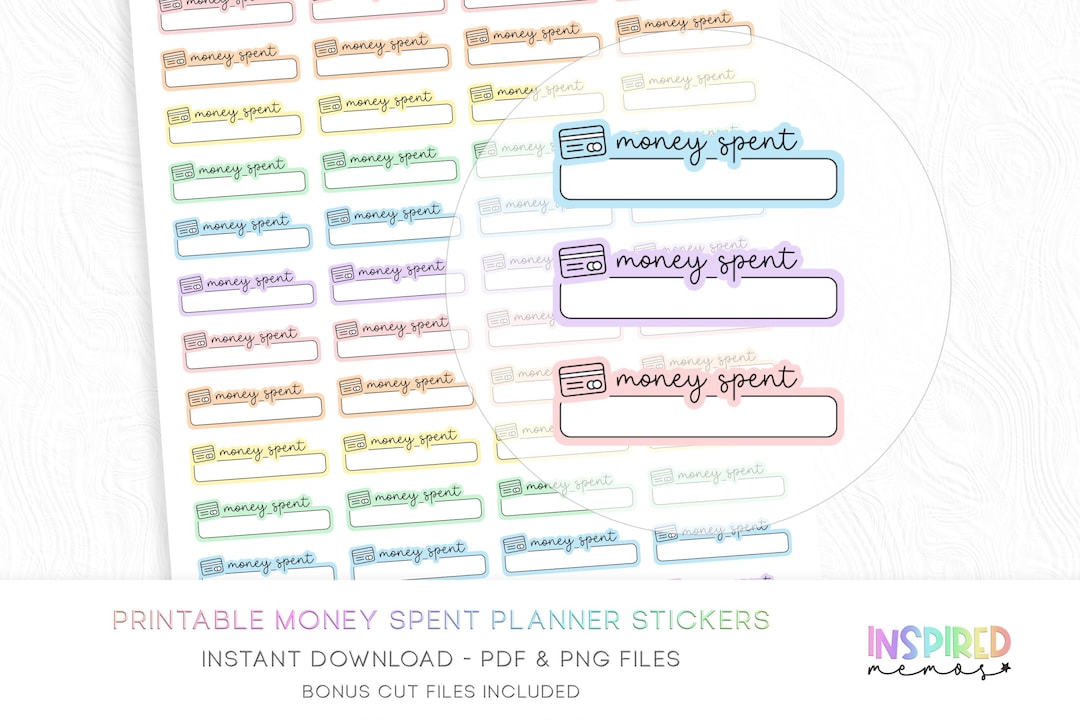 Money Spent Planner Stickers - Icon Planner Stickers - Printable ...