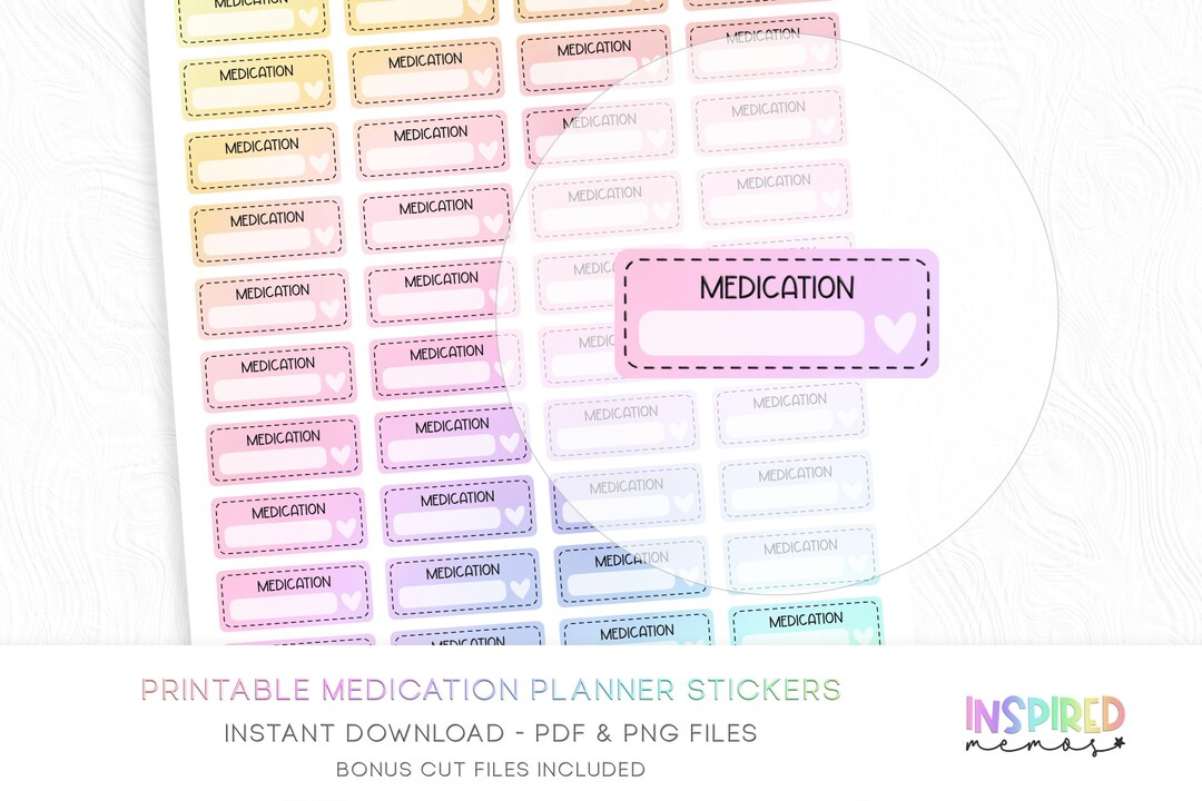 Medication Planner Stickers - Pastel Rainbow - Printable Functional ...