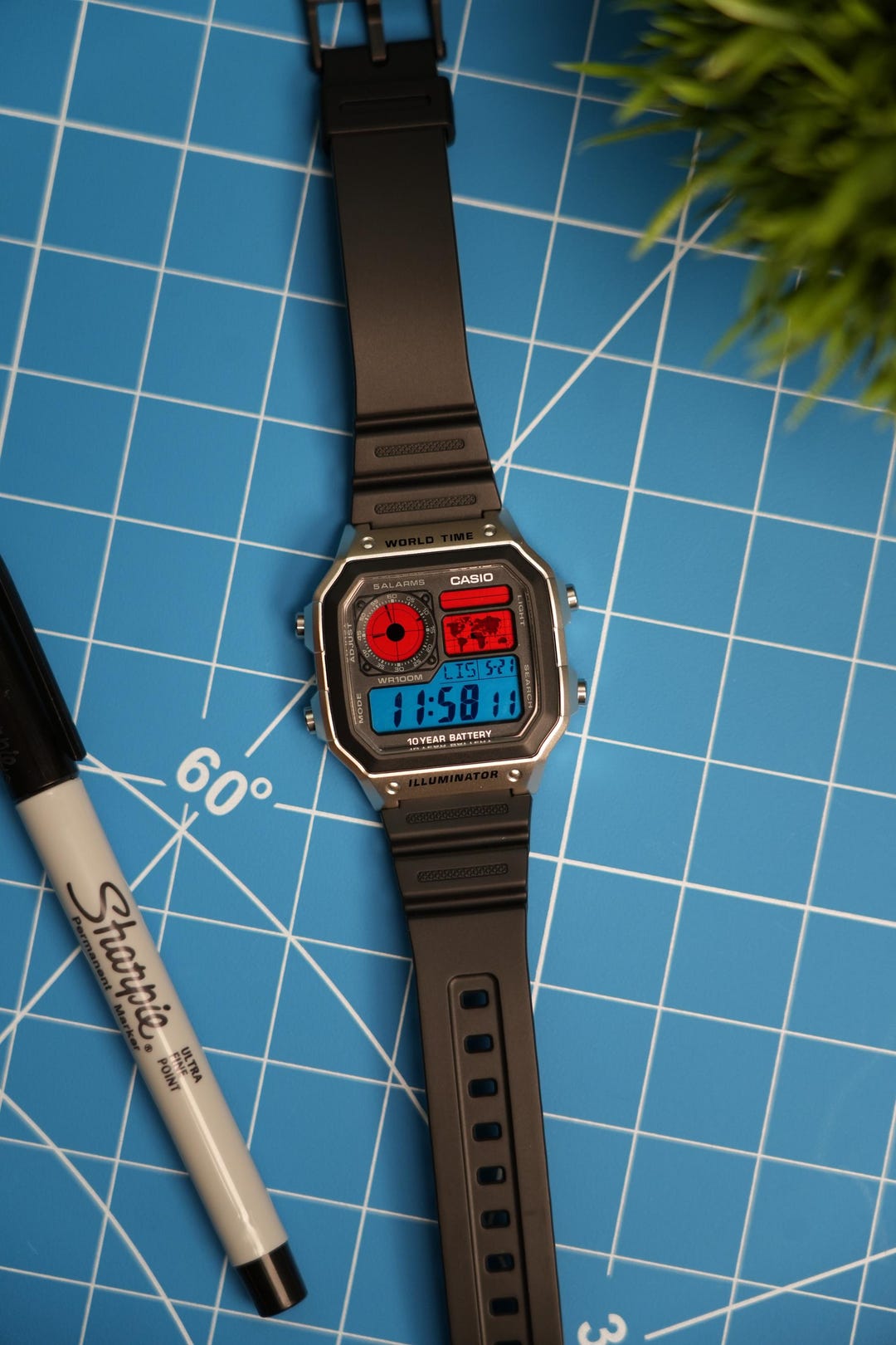 3D Glasses - Casio Royale (AE1200) Custom Digital World Time Watch Mod ...