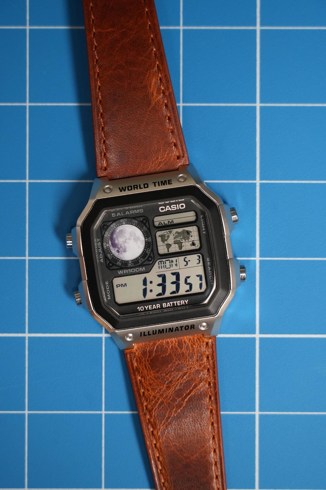 Moonphase - Casio Royale (AE1200) Custom Digital World Time Watch Mod ...