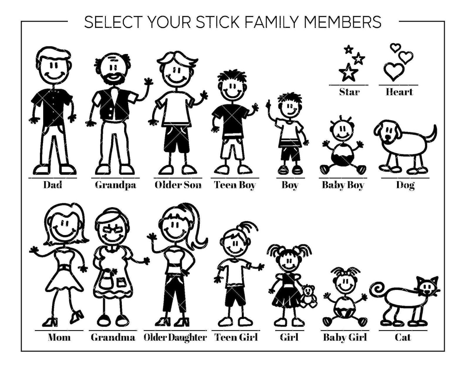 Stick Figure Family Car Decal – Personalized Vinyl Sticker for Car ...