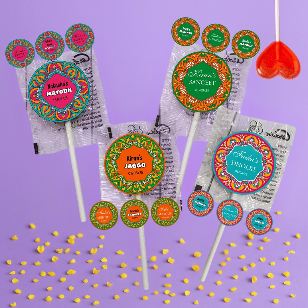 Mehndi Wedding Favours Personalised Lollipops for Indian Wedding Guests ...