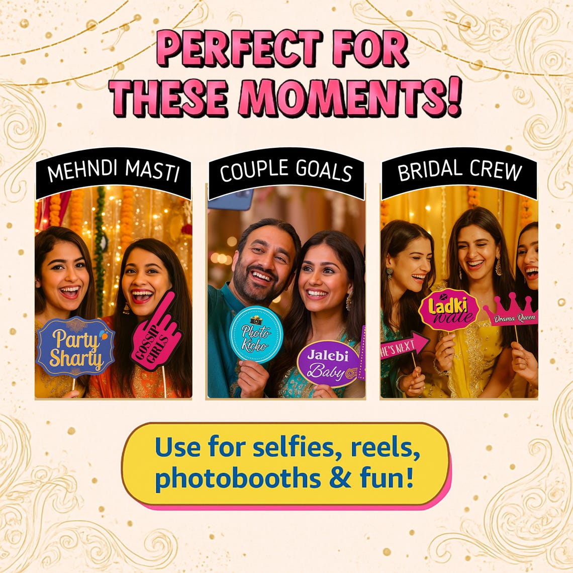 Desi Wedding Props Sign | Dholki Sangeet Mehndi Decoration | Bollywood ...
