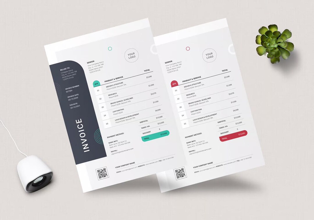 Invoice Template english Modern & Customizable Design AI, EPS Invoice ...