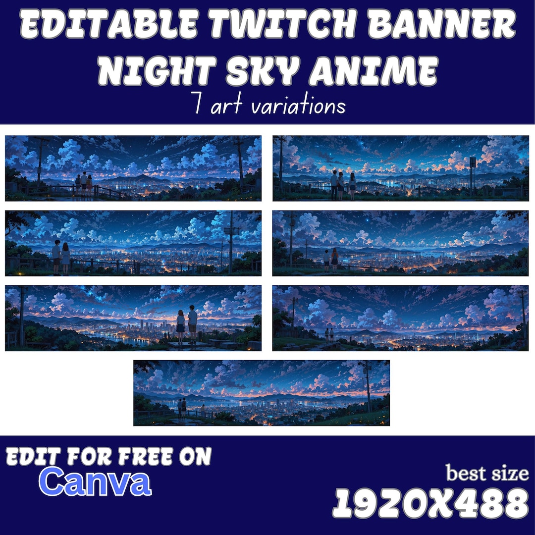 Anime Night Sky Twitch Banner: Editable Stream Profile (digital ...