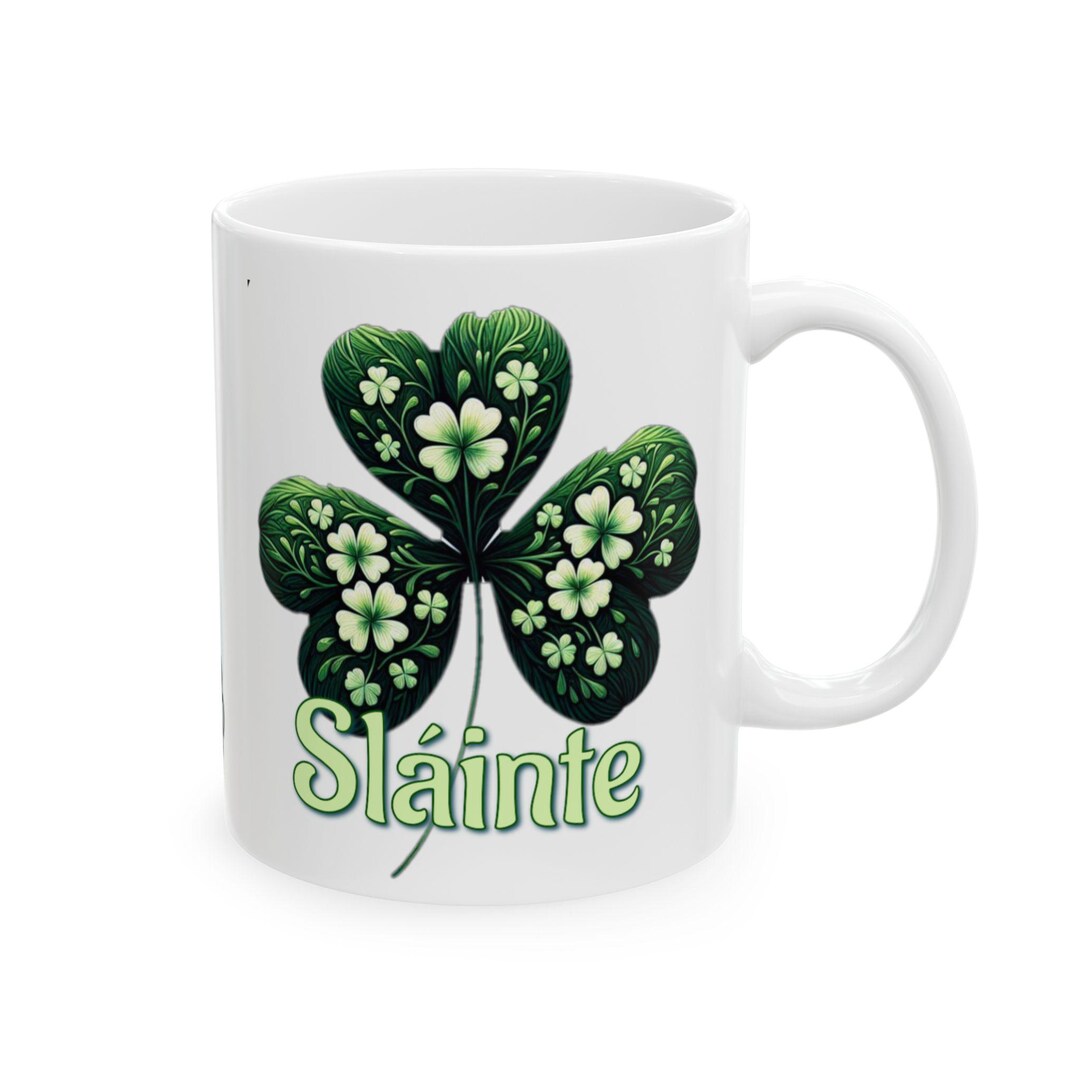 Sláinte Shamrock Good Health & Cheer St Patrick's Day Mug, Beautiful ...