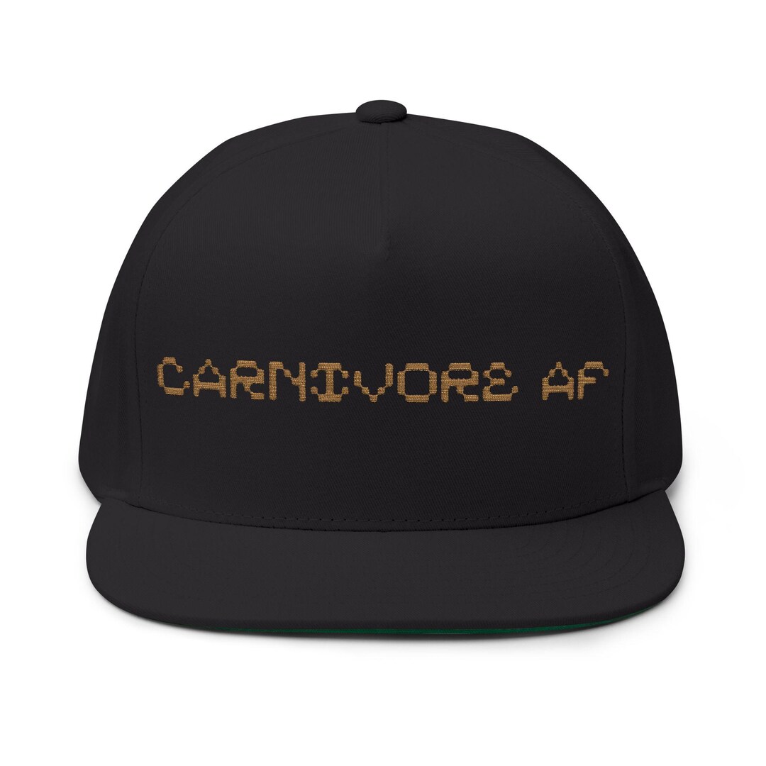 CARNIVORE AF Pixelated Embroidered Flat Bill Cap | Cool Meat Lovers Hat ...