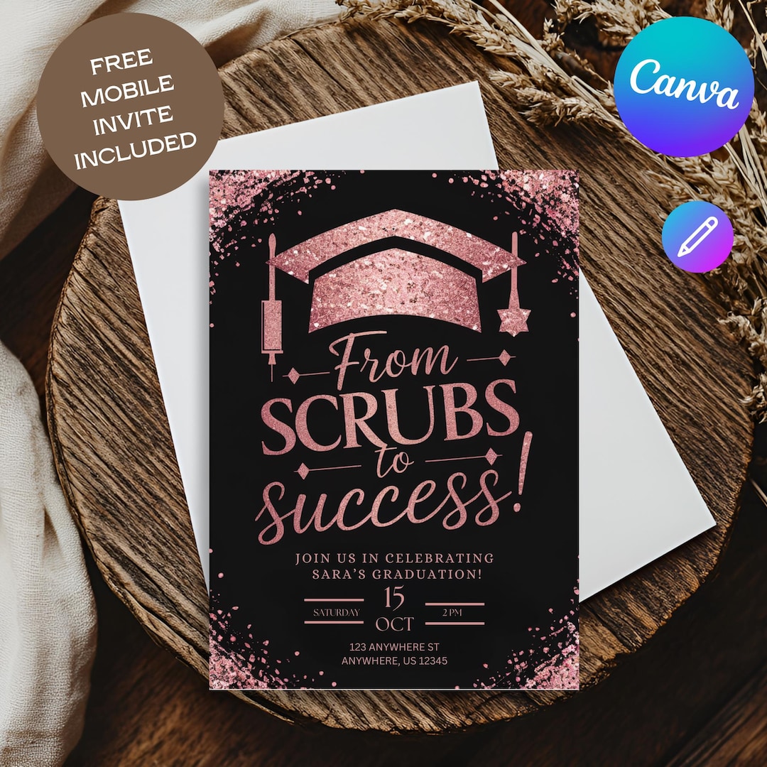 Nursing Graduation Invitation Template: Editable Party Invite (digital ...