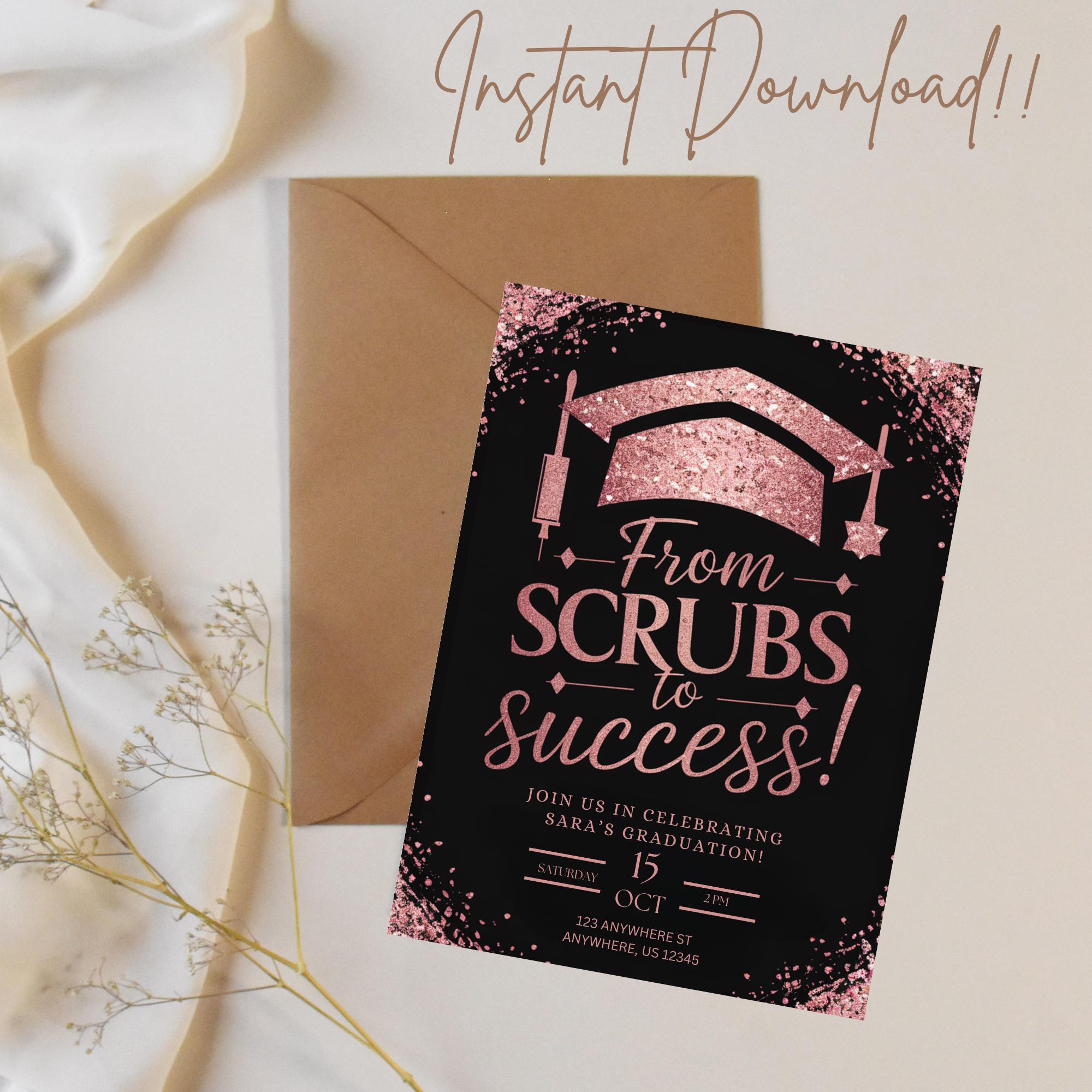 Nursing Graduation Invitation Template: Editable Party Invite (digital ...