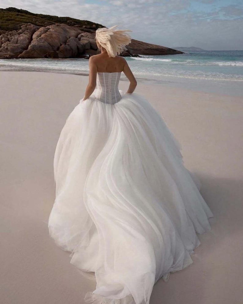 Minimal Tulle Bridal Gown – Drop Waist Corset Custom Wedding Dress ...