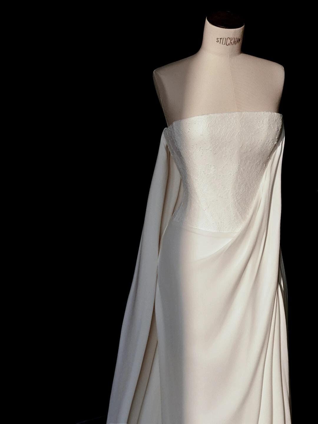 Athena | Grecian Draped Wedding Dress | Strapless Lace Bodice Bridal ...