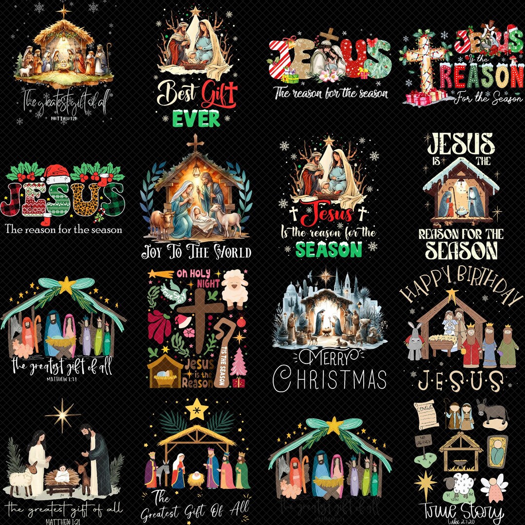 Christian Christmas PNG Bundle, Jesus Nativity Scene Digital Download ...