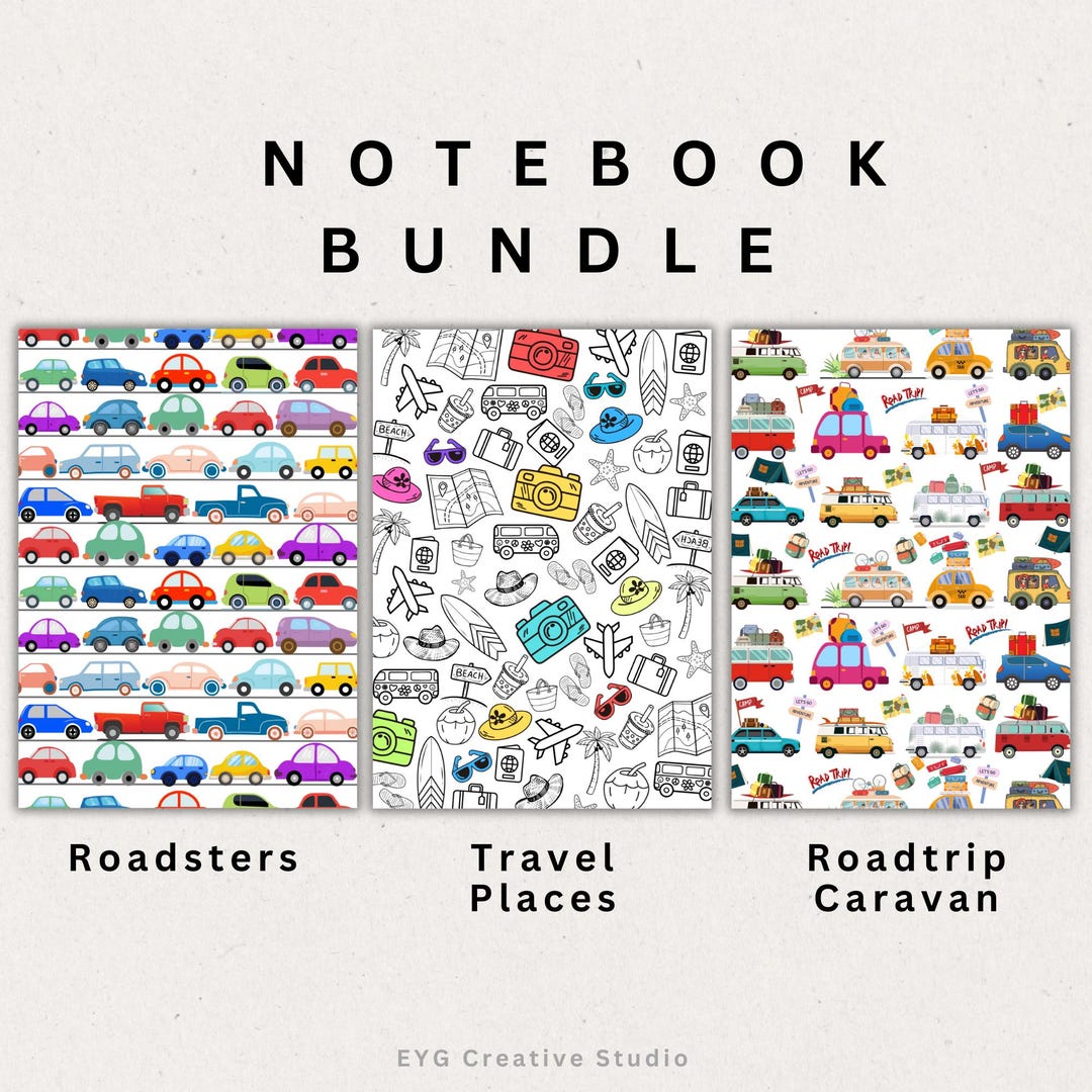 A4 Travel-themed Printable Digital Notebook Bundle for Adventure Lovers ...