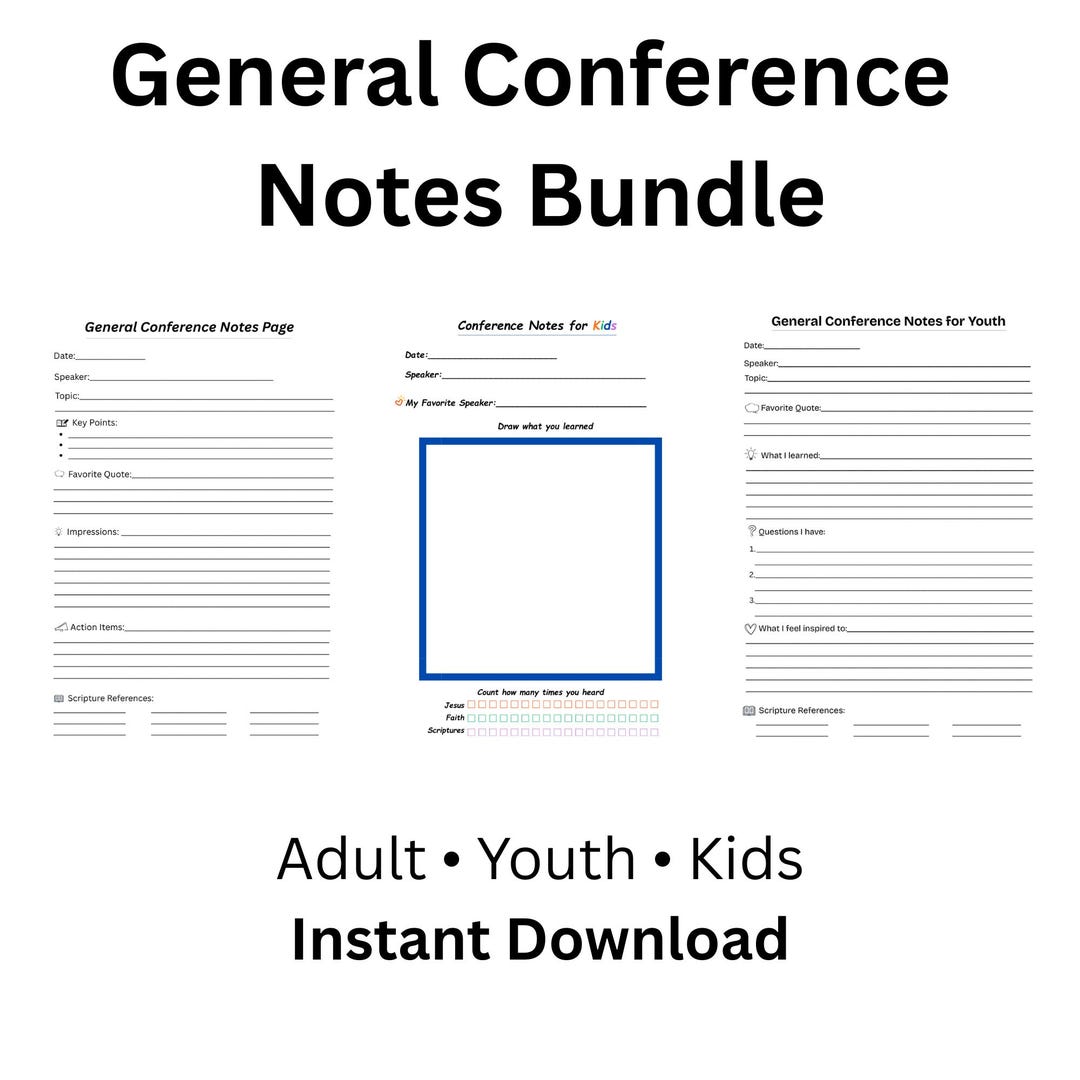 General Conference Notes Printable Bundle – LDS Conference Packet ...