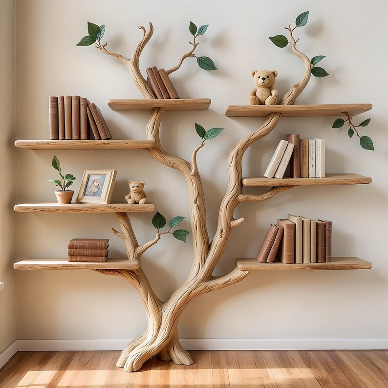 Custom Tree Branch Bookshelf Children's Wall Mounted Bookshelf ...