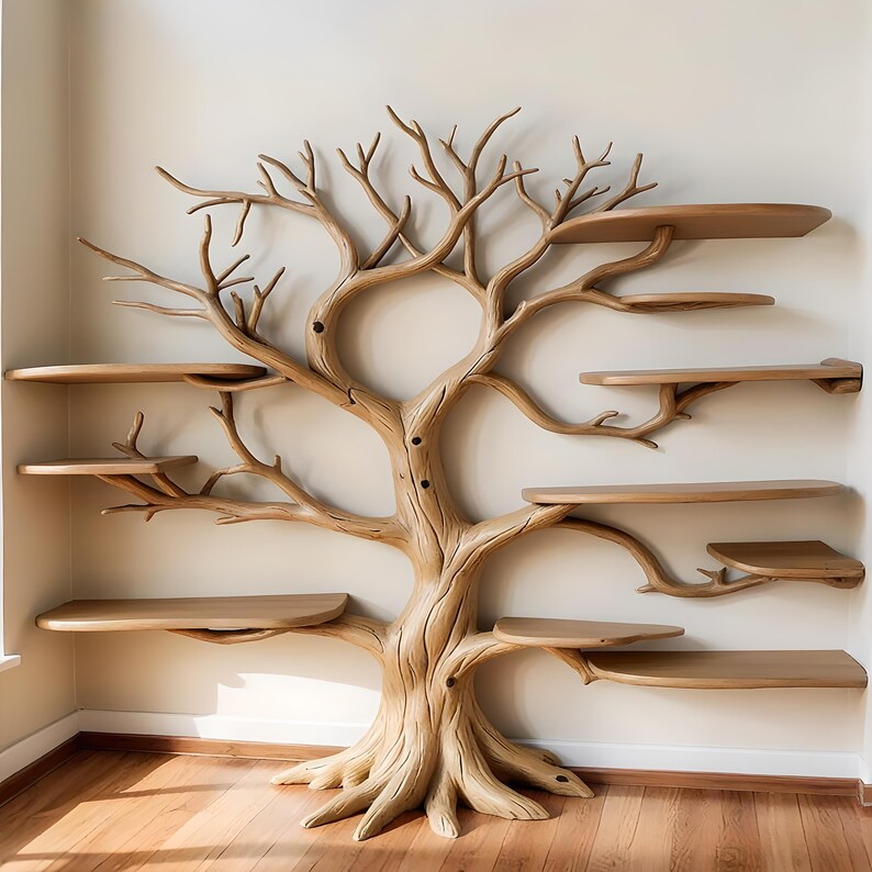 Wooden Branch Shelf, Tree Bookshelf, Souvenir Shelf. Tree Branch ...