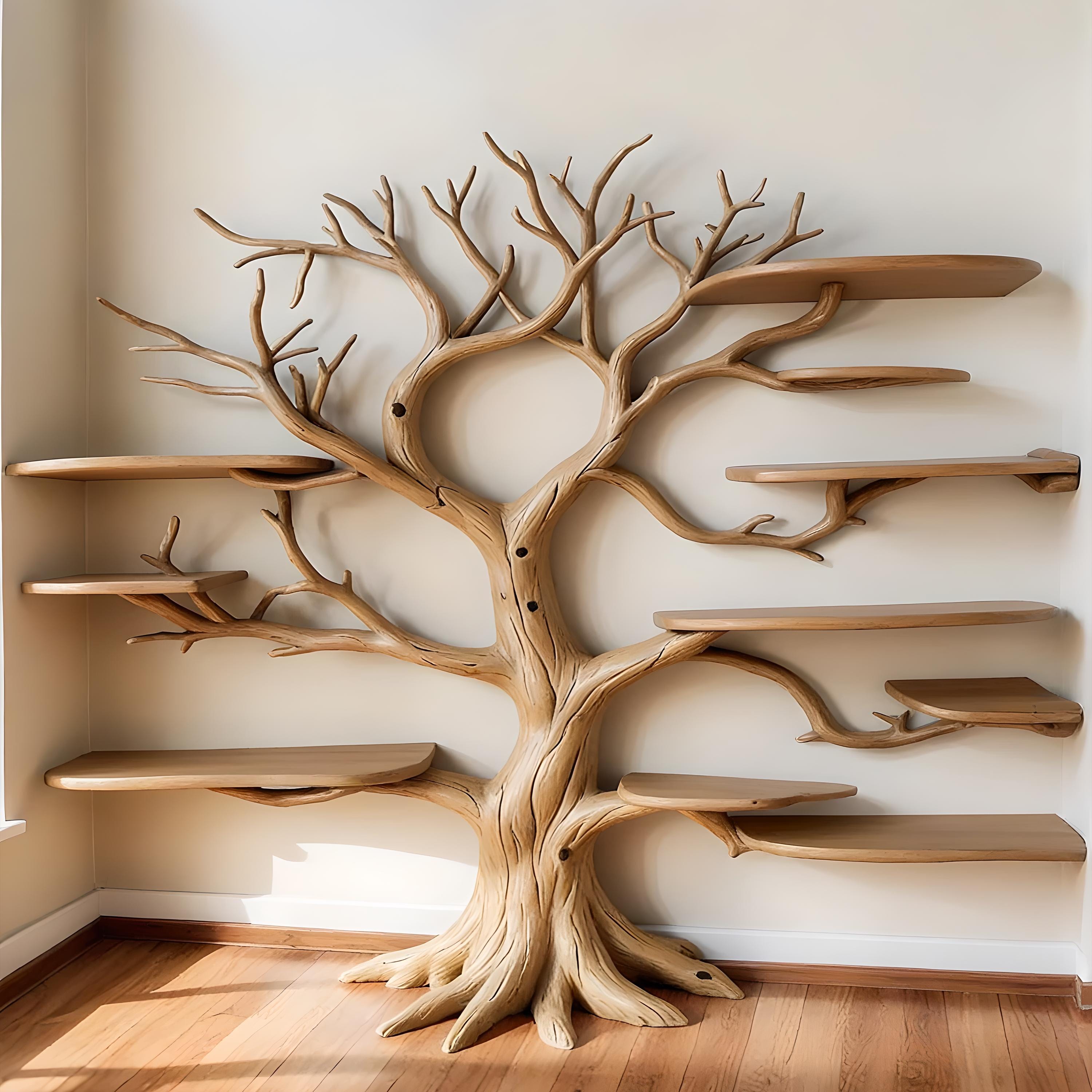 Wooden Branch Shelf, Tree Bookshelf, Souvenir Shelf. Tree Branch ...