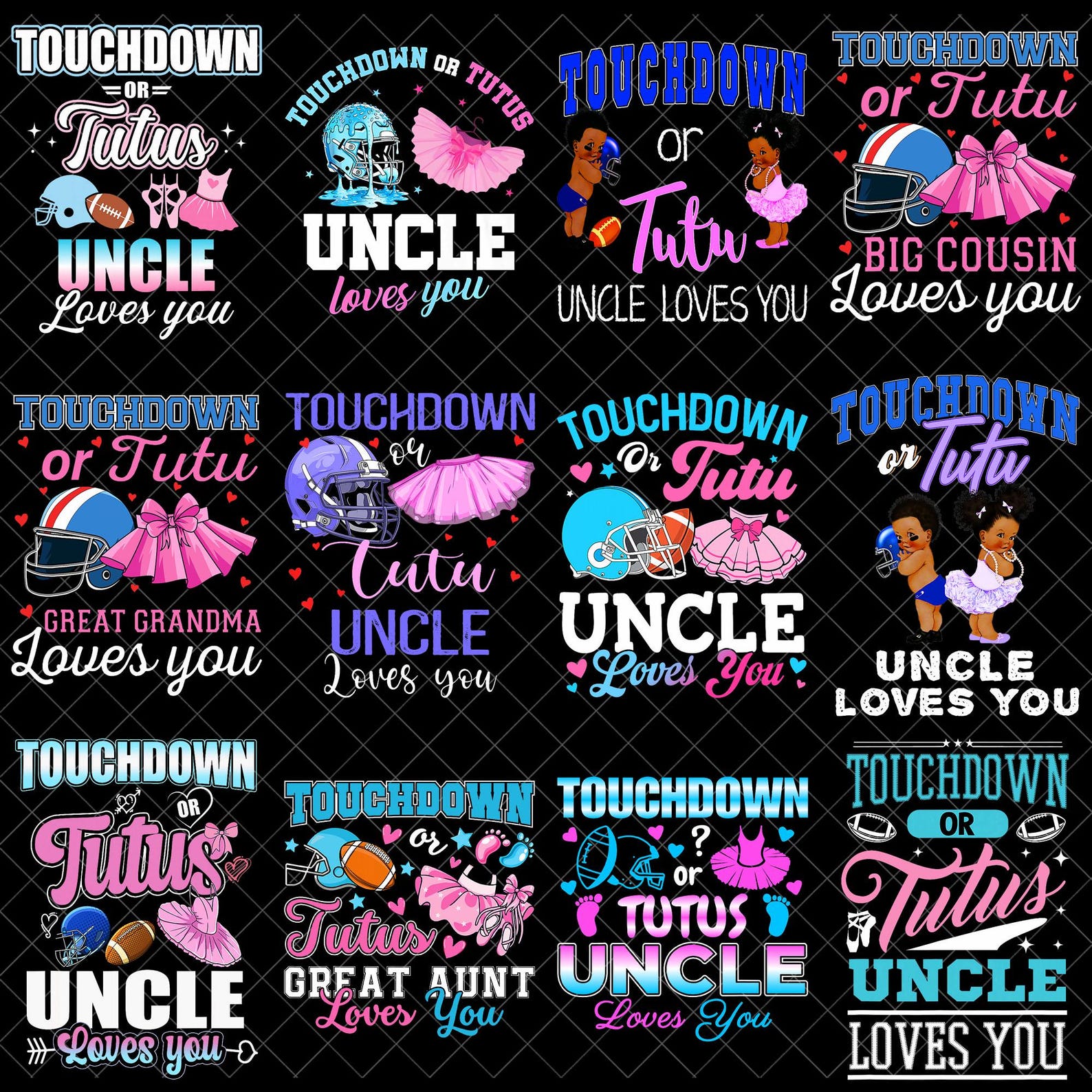 Touchdown or Tutu PNG Bundle, Gender Reveal Party , Baby Shower ...