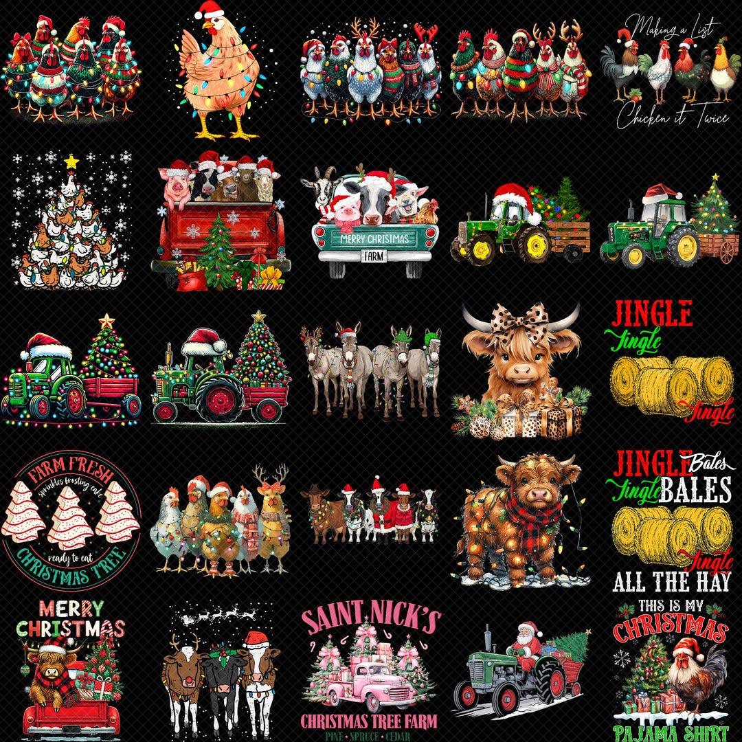 Farm Christmas PNG, Highland Cow PNG, Chicken Tractor Png, Farm Fresh ...