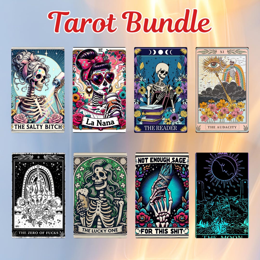 Funny Tarot Cards Bundle PNG, Tarot Sublimation, Tarot Card PNG, Funny ...