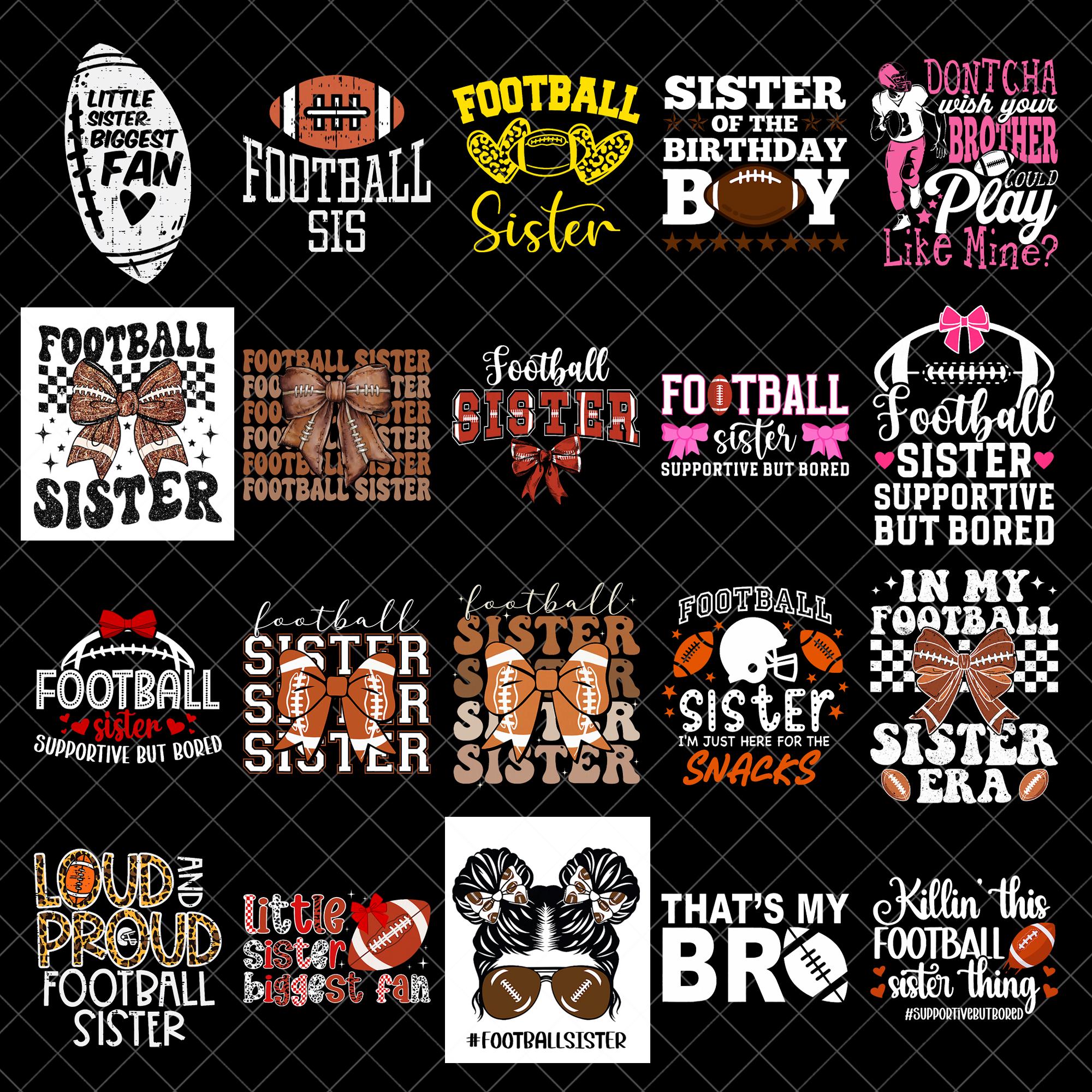 Football Sister PNG Bundle, Football Sister PNG, Glitter Football Png ...