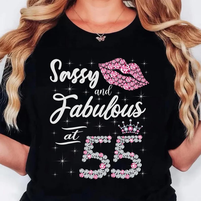 55th Birthday PNG, Fabulous 55 Years Old Sublimation, Blessed 55 Years ...