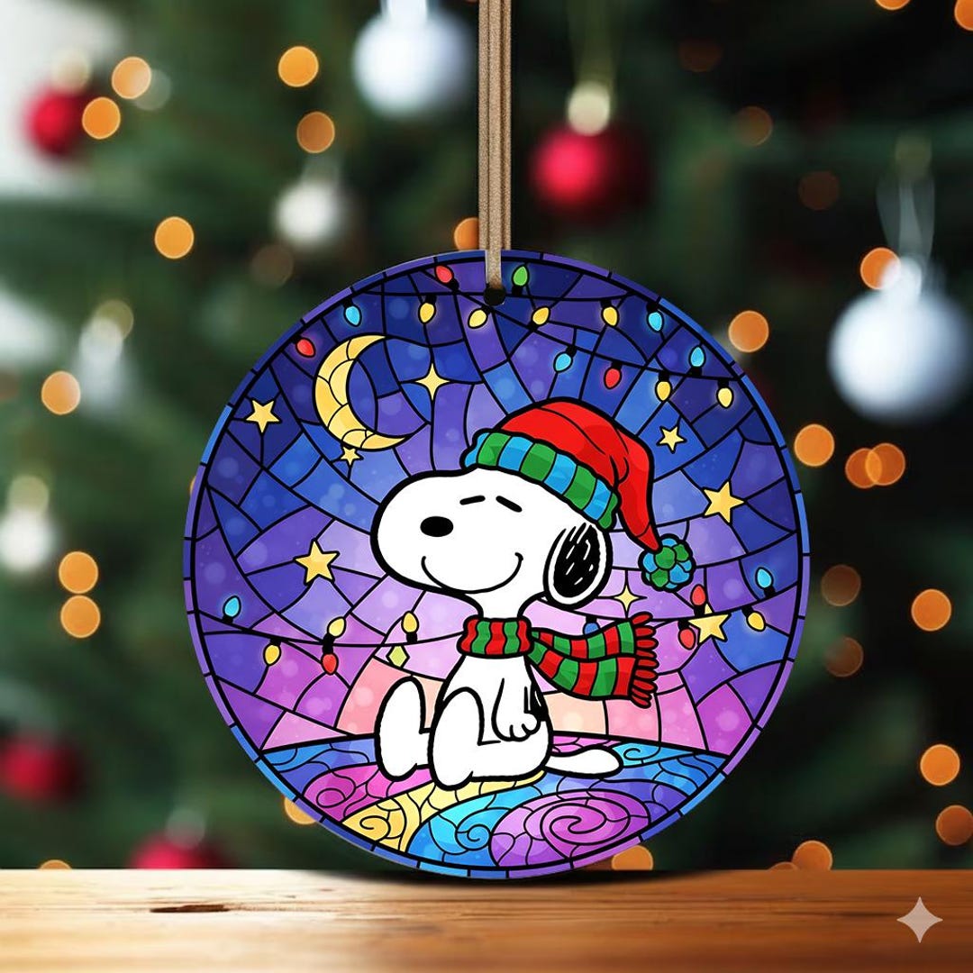 Snoop Christmas Ornament PNG, Stained Glass Snoop Png, Cute Dog Xmas ...
