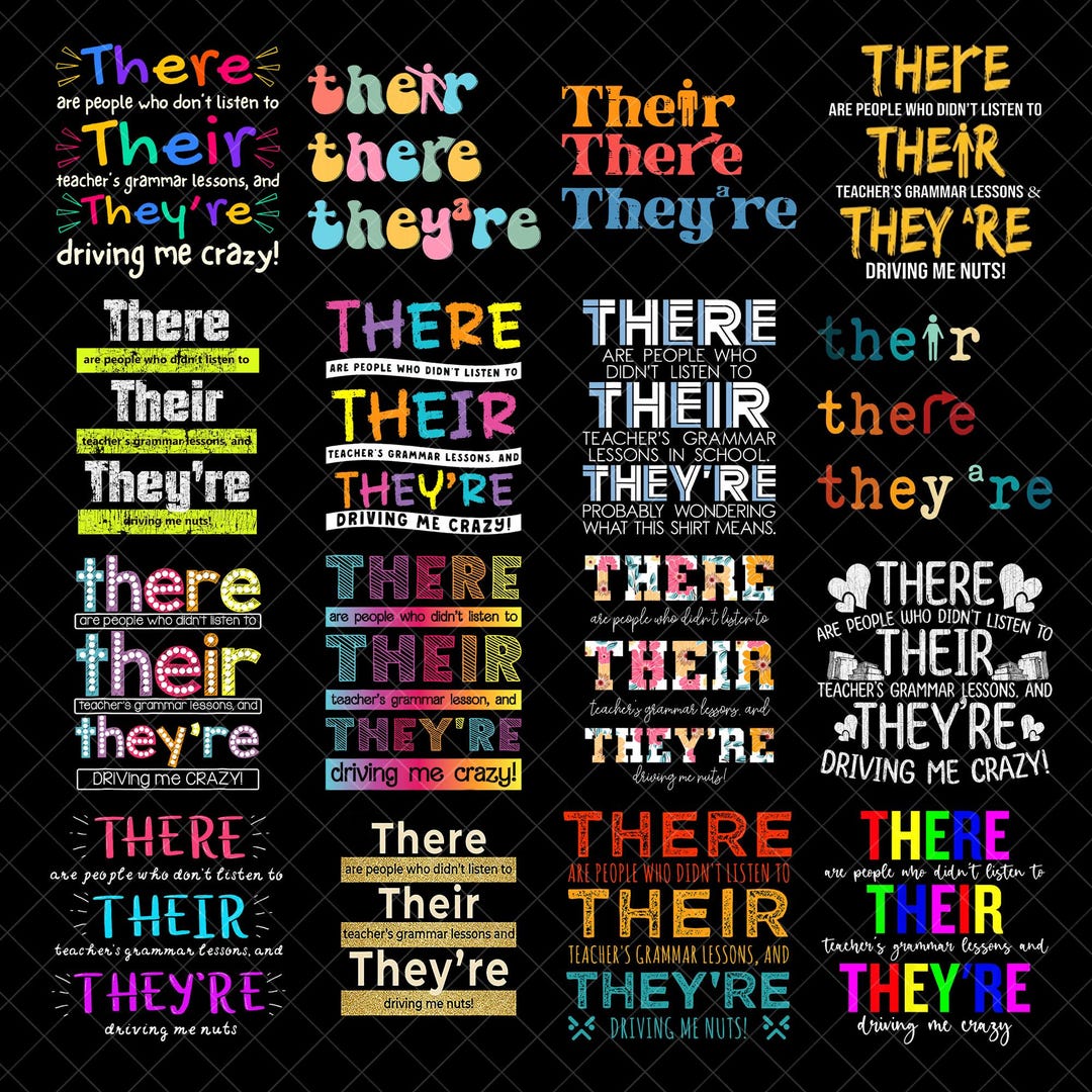 There Their They’re PNG Bundle | Funny Grammar Teacher Sublimation ...