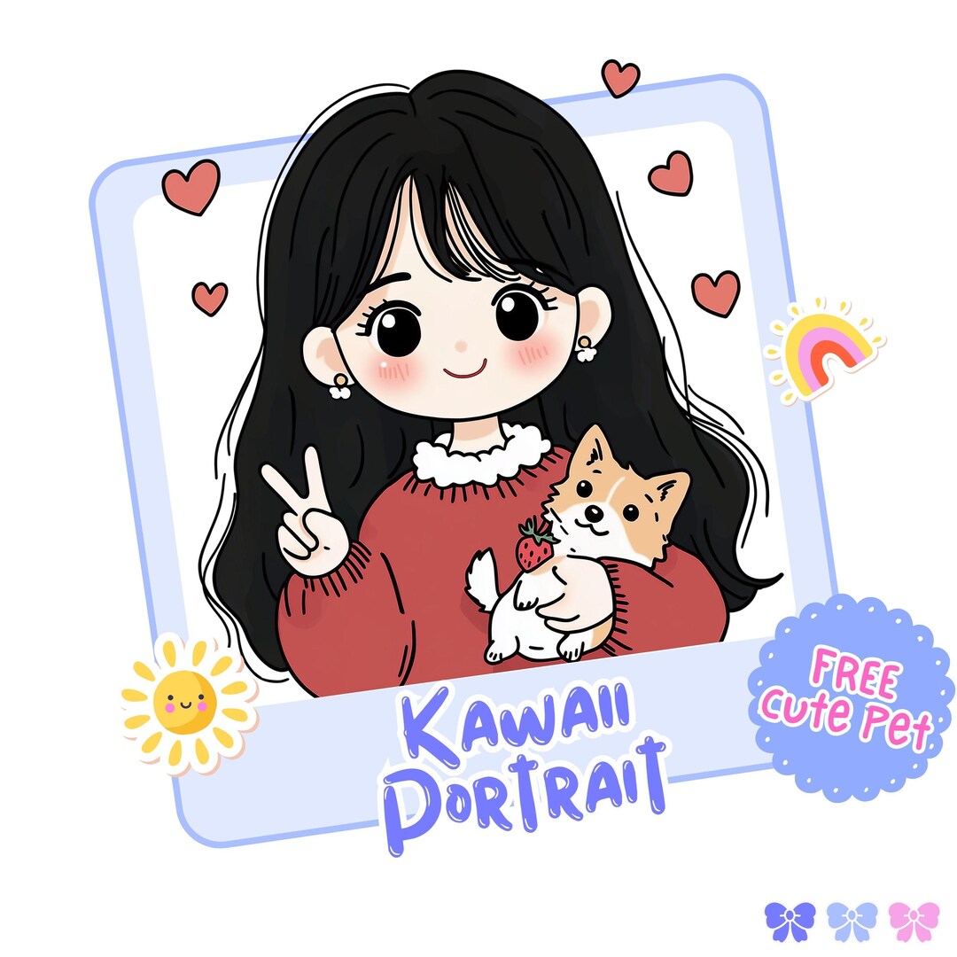 Custom Kawaii Portrait, Couple Portrait, Kawaii Portrait Illustration ...