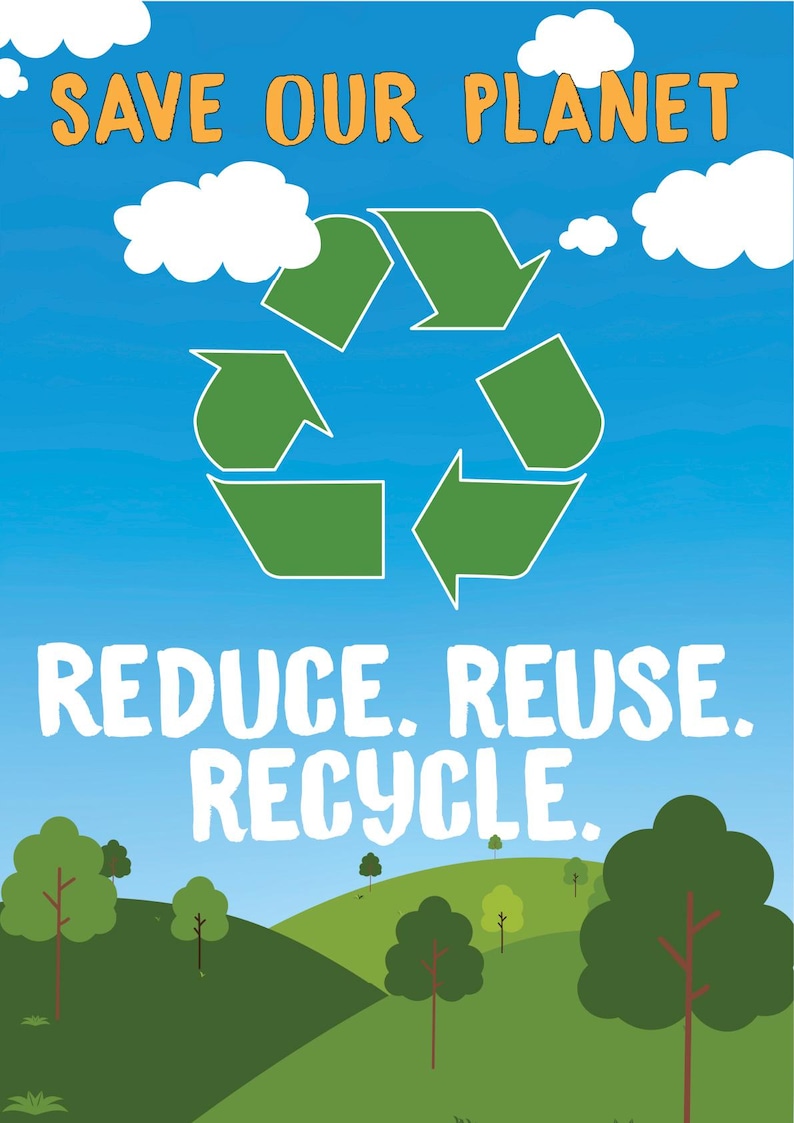 Reduce, Reuse, Recycle Poster- Classroom/playroom Poster - Etsy Canada