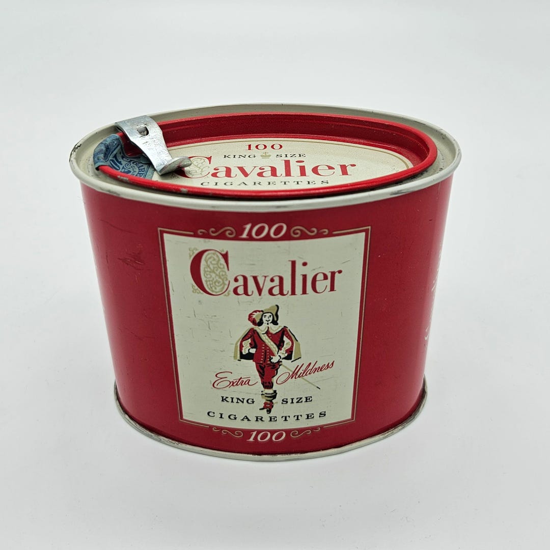 Vintage Cavalier Cigarette Tin Canister – 1950s Tobacco Store Counter ...