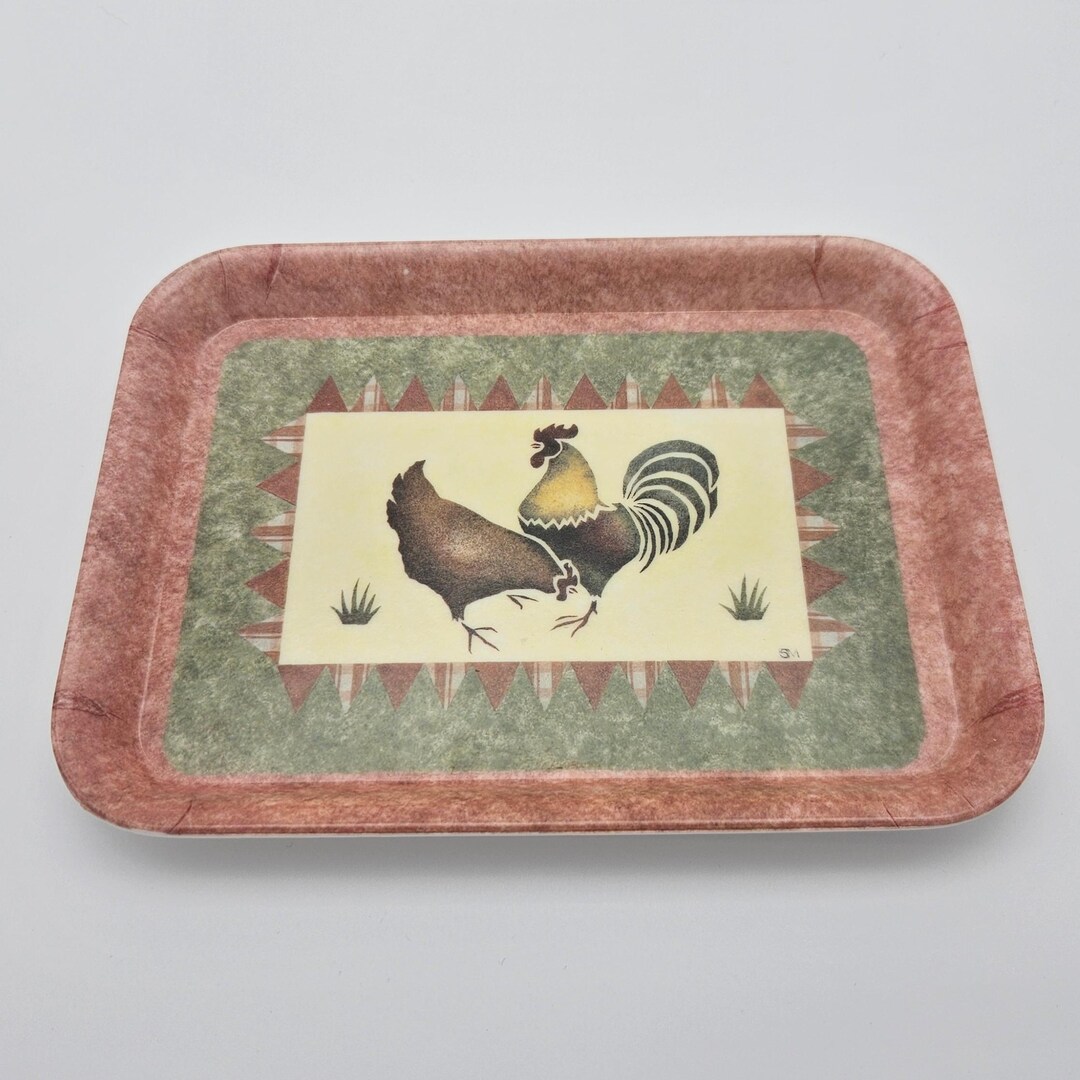 Vintage Melamaster Rooster & Hen Tray: Farmhouse Cottagecore Decor - Etsy