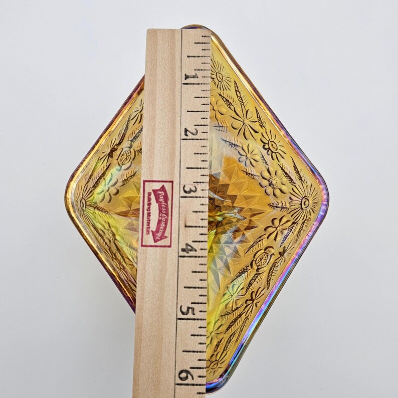 Vintage Marigold Amber Carnival Glass Compote Bowl: Diamond Shaped ...