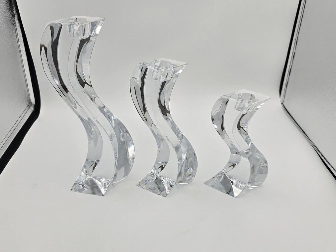 3 Mikasa Crystal Serpentine Snake Taper Candlestick Holders - Etsy