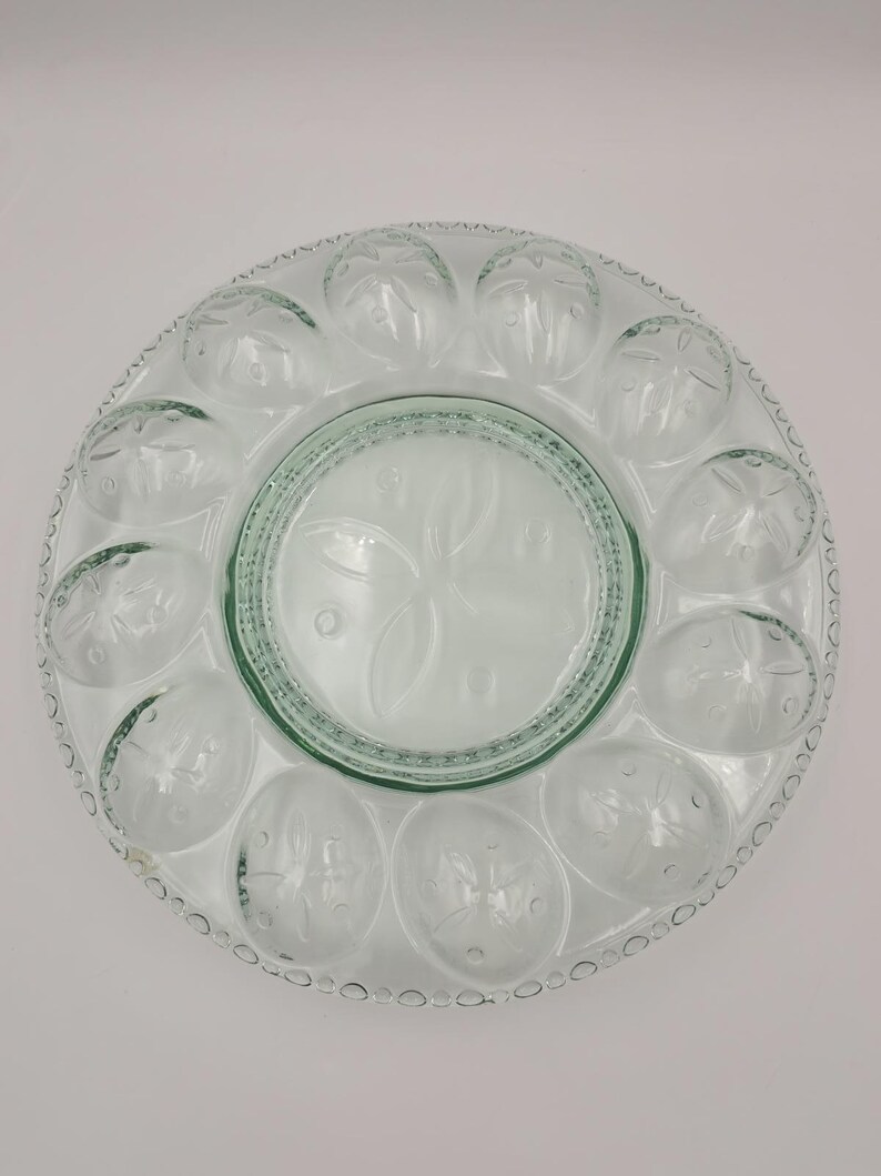 Vintage Longaberger Green Glass Deviled Egg Plate W/raised Center - Etsy